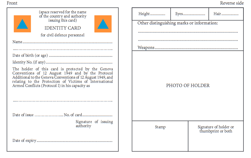 Fig. 3: Model of identity card for civil defence personnel (format: 74 ...