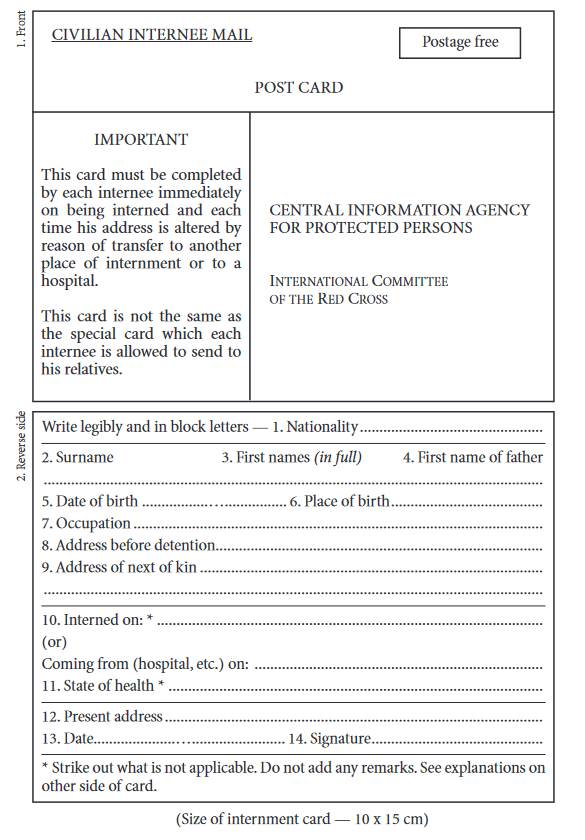internment card